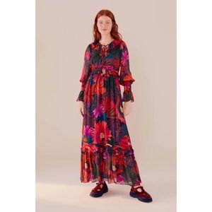 FARM Rio | Dresses | Farm Rio Bird Flowers Tiered Maxi Dress | Poshmark